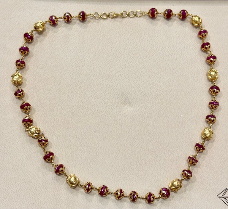 Mughal Magnificent Traditional Natural Ruby Bead 22 Kt Y Gold Vintage ...