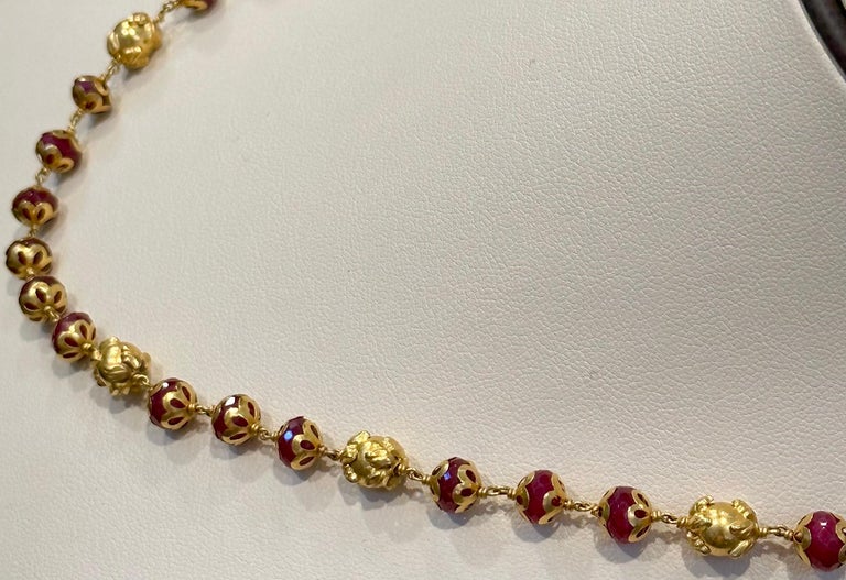 Mughal Magnificent Traditional Natural Ruby Bead 22 Kt Y Gold Vintage ...