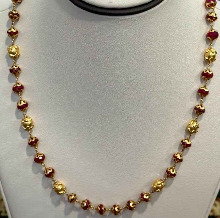 Mughal Magnificent Traditional Natural Ruby Bead 22 Kt Y Gold Vintage ...