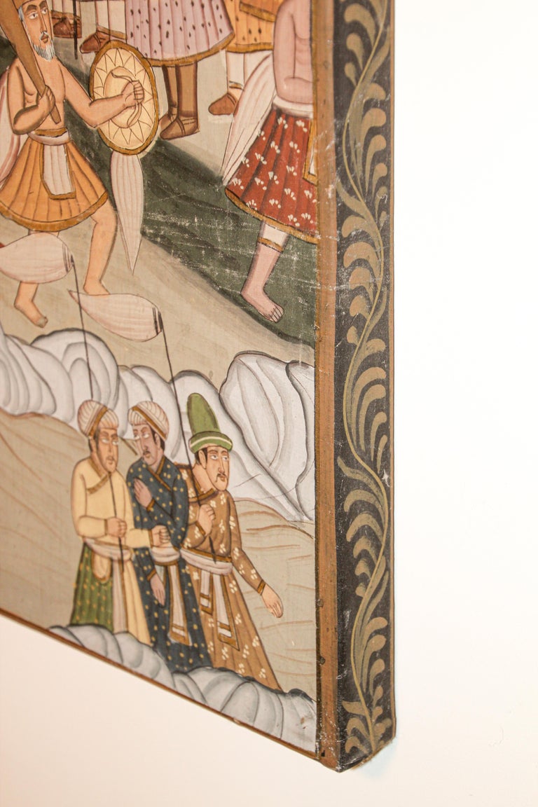 Mughal Silk Painting of a Maharaja Royal Procession For Sale at 1stDibs