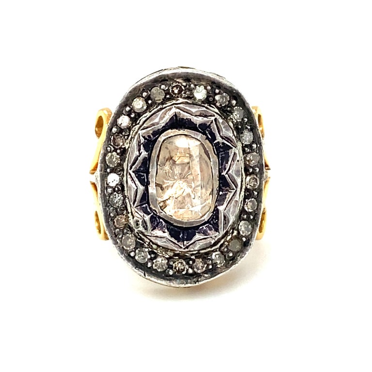 Mughal Reproduction Indian Rose Cut Diamond Cocktail Ring in 18 Karat ...