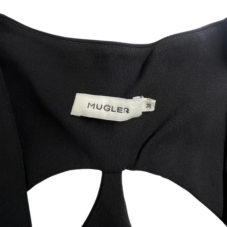 Mugler Black Square Neckline Mini Dress (US4) For Sale at 1stDibs