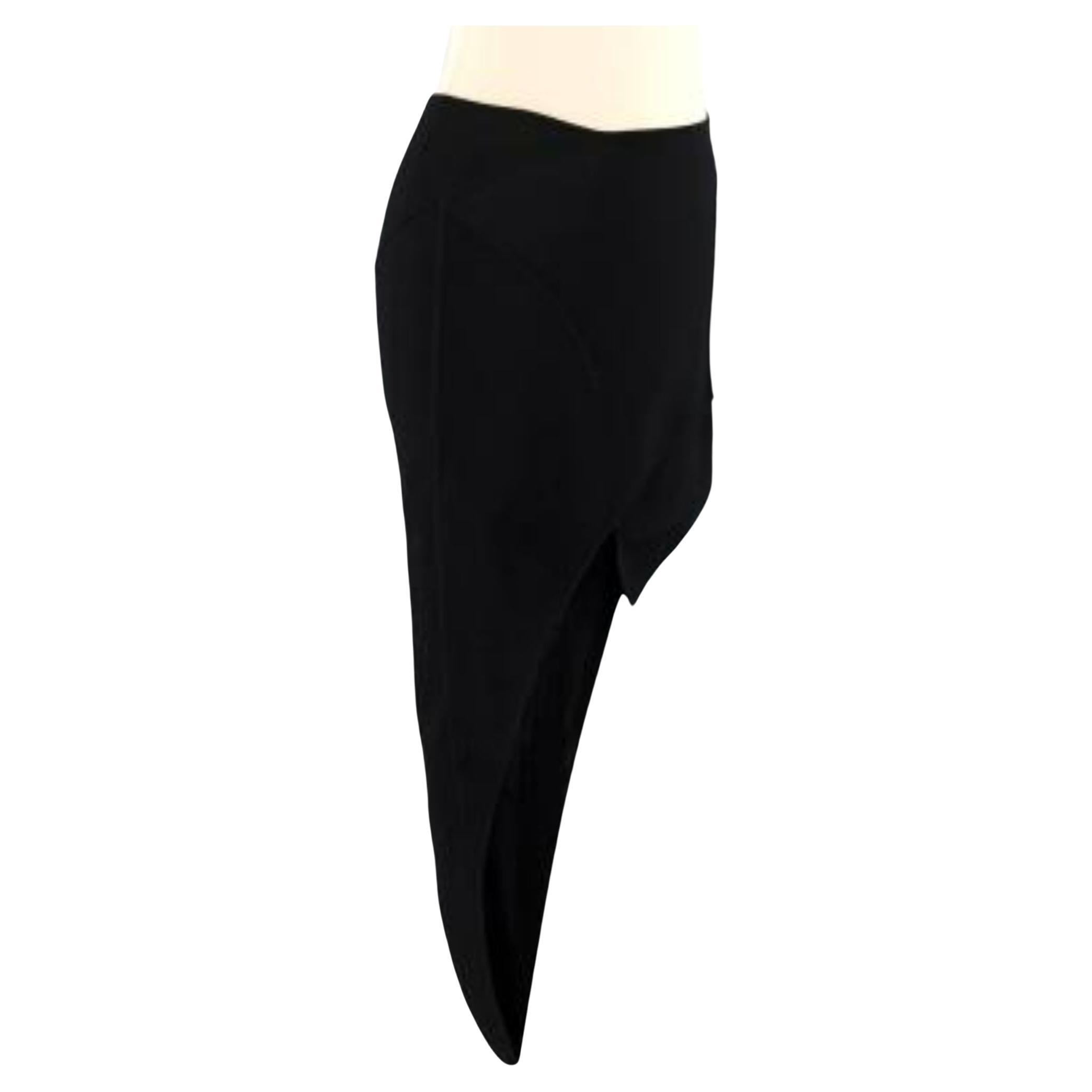 Mugler Black Stretch Knit Asymmetric Skirt For Sale at 1stDibs