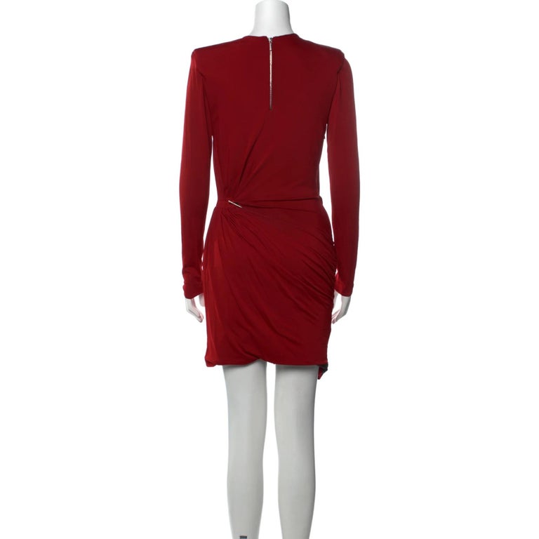Mugler Red Ruby Bateau Neckline Mini Dress (Medium I FR38) For Sale at ...