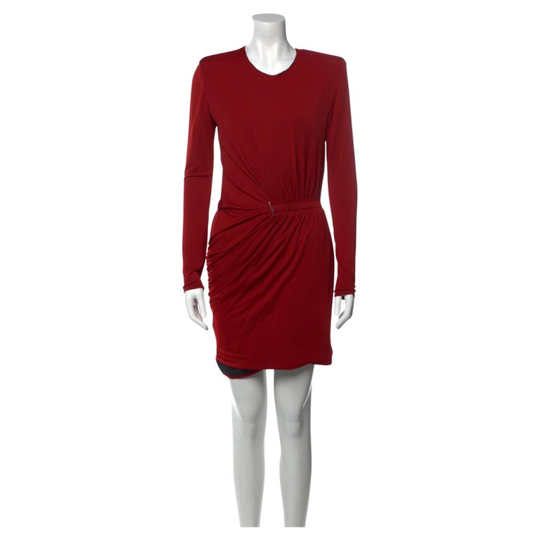 Mugler Red Ruby Bateau Neckline Mini Dress (Medium I FR38) For Sale at ...