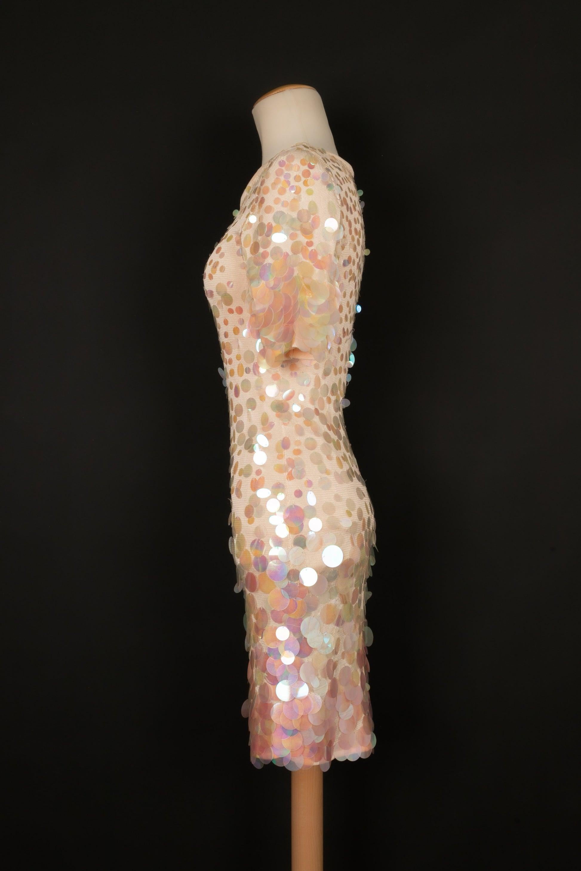 Mugler Sequinned Powder Pink Dress, 2000s For Sale at 1stDibs