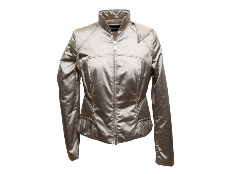 Mugler Silver Nylon Jacket For Sale at 1stDibs