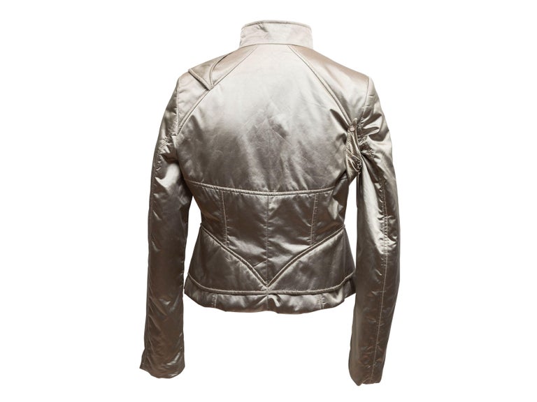 Mugler Silver Nylon Jacket For Sale at 1stDibs