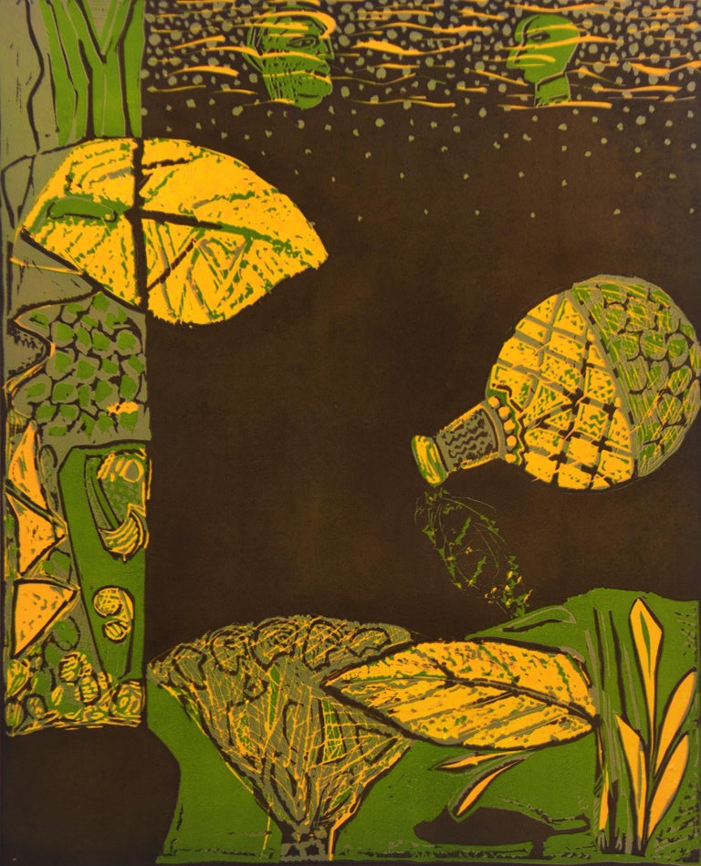 Mukesh Sharma - Abstract Landscape India Edition 3/5 Linocut Print ...