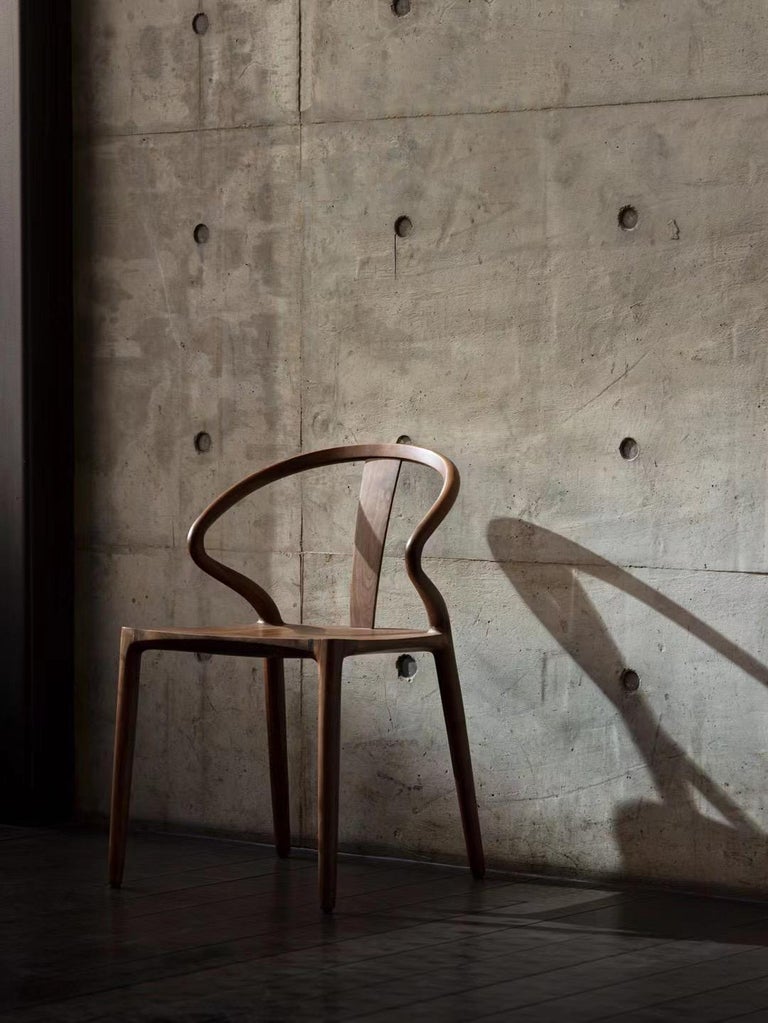 Modern Chinese Mulan Walnut Chair - Japandi Style For Sale at 1stDibs ...