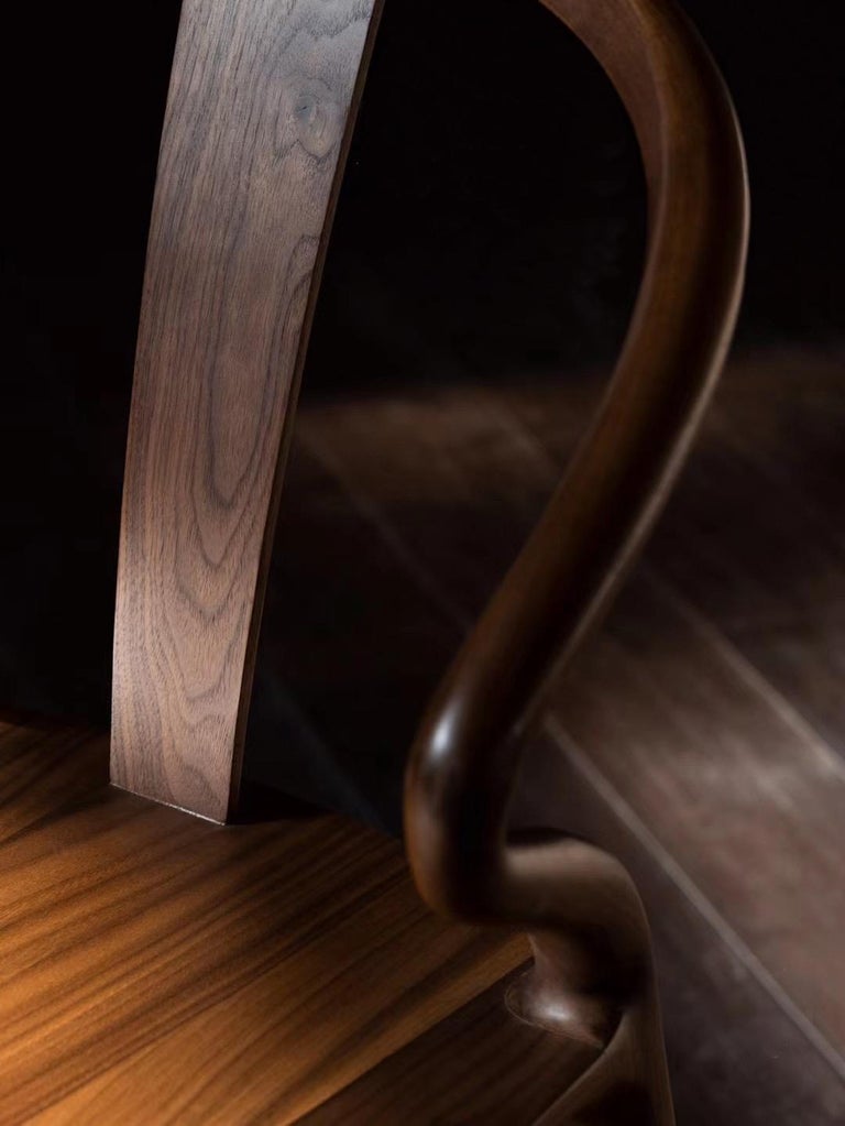 Modern Chinese Mulan Walnut Chair - Japandi Style For Sale at 1stDibs ...