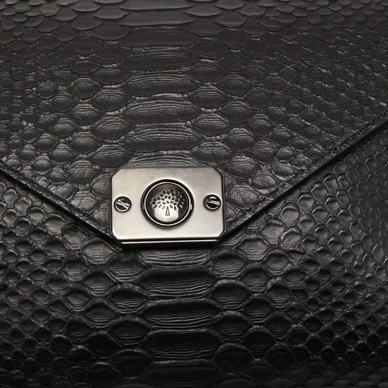 Mulberry Black Python Embossed Leather Delphine Chain Shoulder Bag For ...