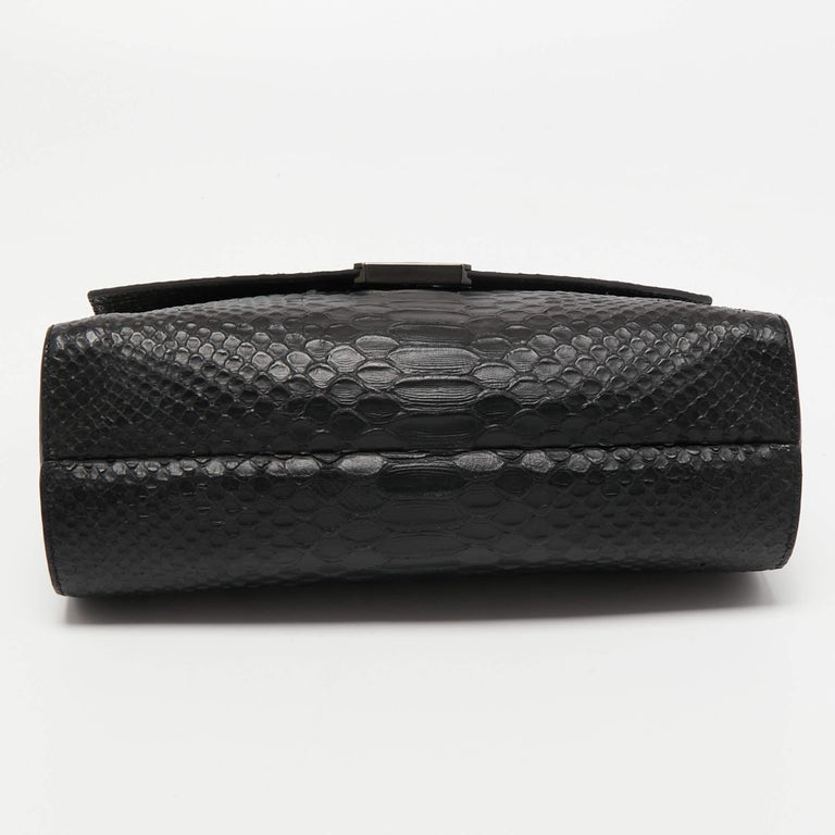 Mulberry Black Python Embossed Leather Delphine Chain Shoulder Bag For ...
