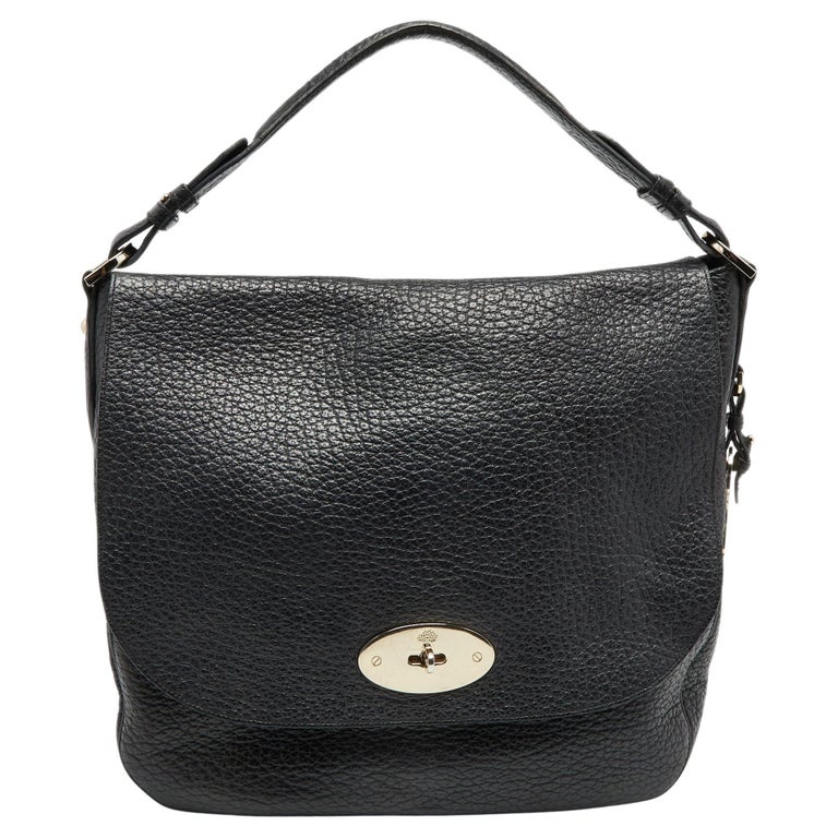 Mulberry Black Textured Leather Postman Lock Hobo For Sale at 1stDibs