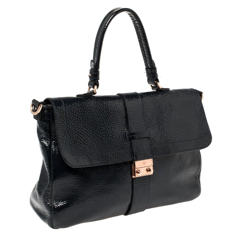 Mulberry Blue Patent Leather Harriet Top Handle Bag at 1stDibs