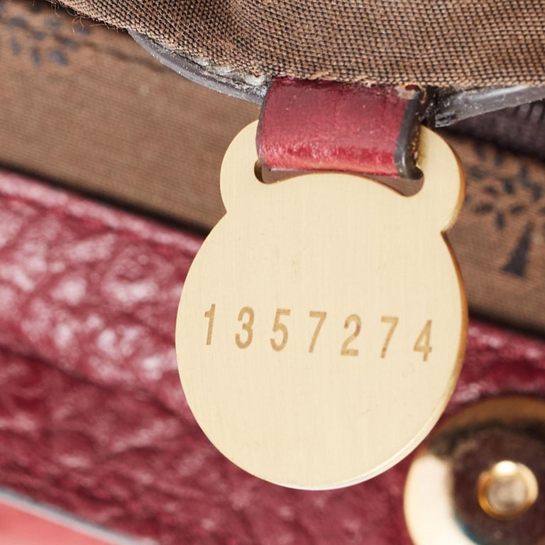 Mulberry Burgundy Grained Leather Polly Push Lock Top Handle Bag For ...