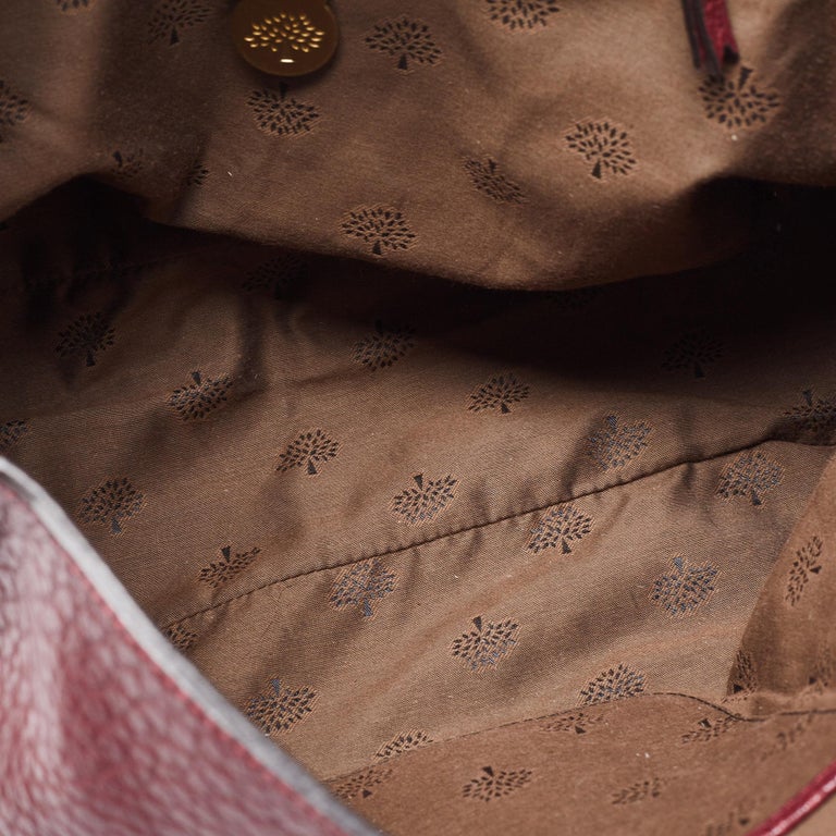 Mulberry Burgundy Grained Leather Polly Push Lock Top Handle Bag For ...