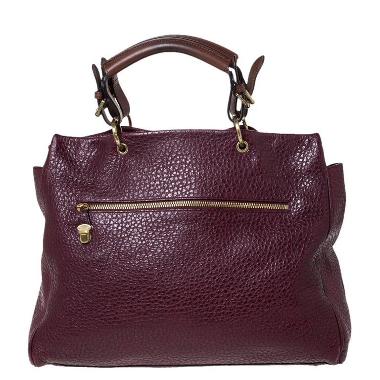 Mulberry Burgundy Grained Leather Polly Push Lock Tote at 1stDibs