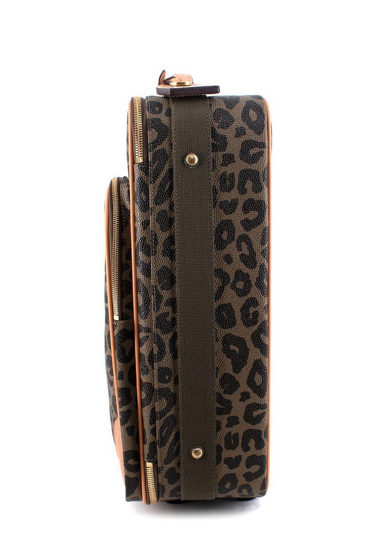 Mulberry Khaki Leopard Print Scotchgrain Canvas Trolley Suitcase For ...
