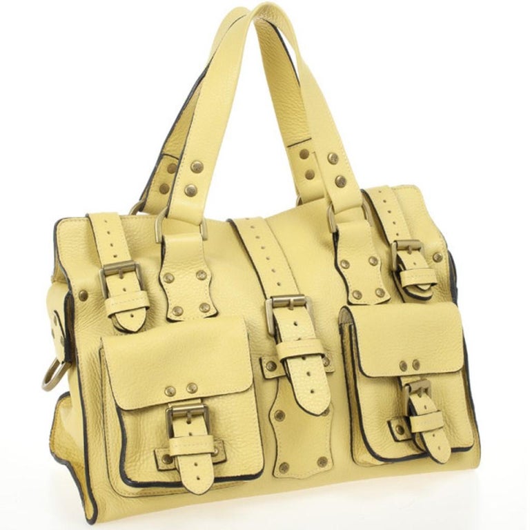 Mulberry Pale Yellow Leather Roxanne Satchel at 1stDibs