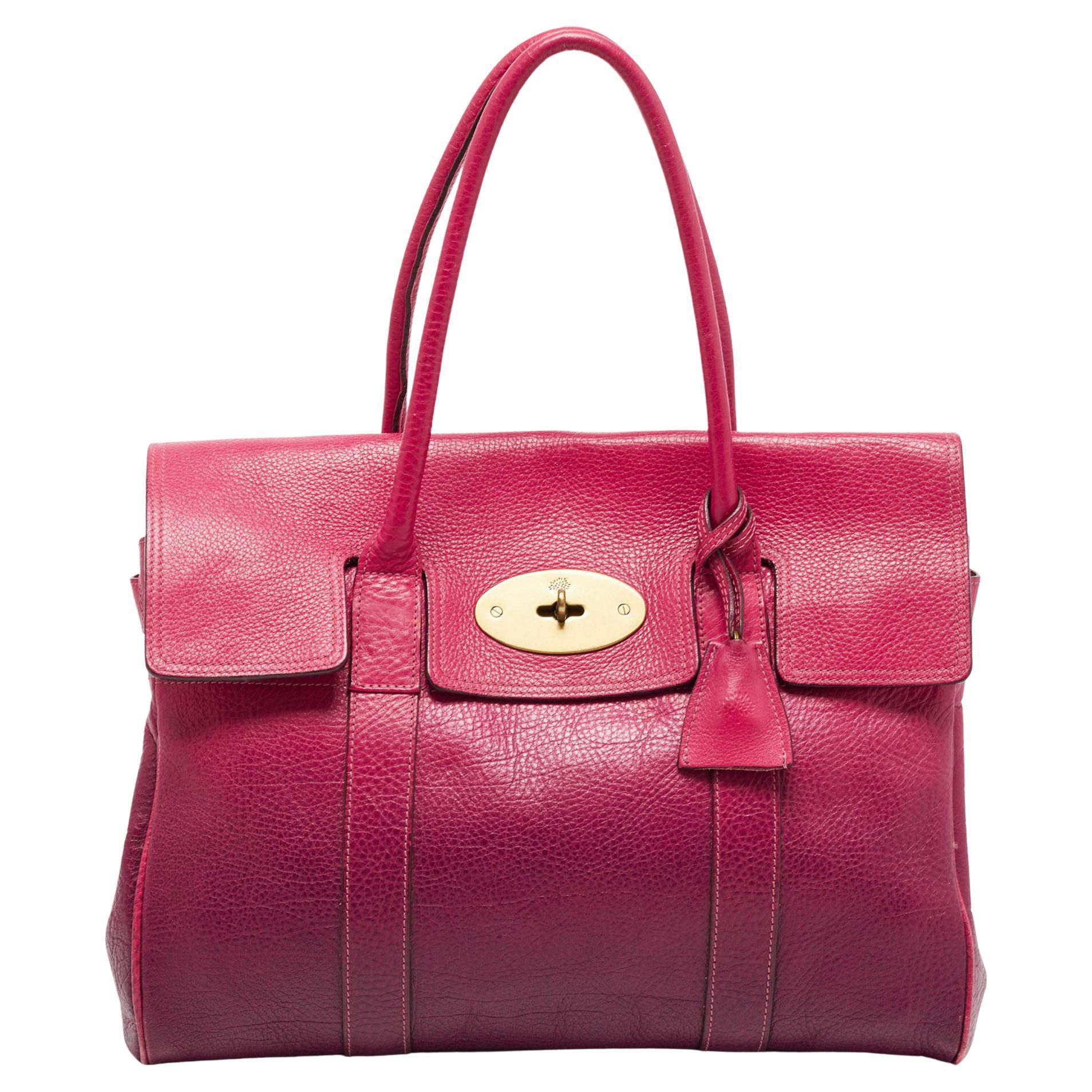Mulberry Pink/Purple Ombre Leather Bayswater Satchel For Sale at 1stDibs