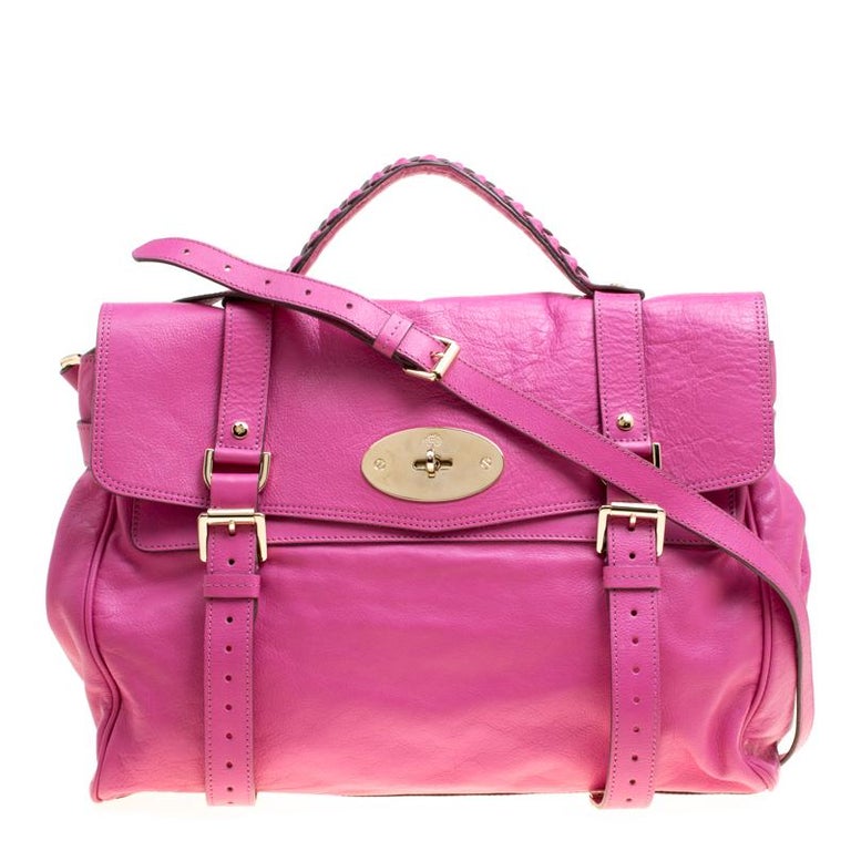Mulberry Raspberry Leather Oversized Alexa Satchel at 1stDibs