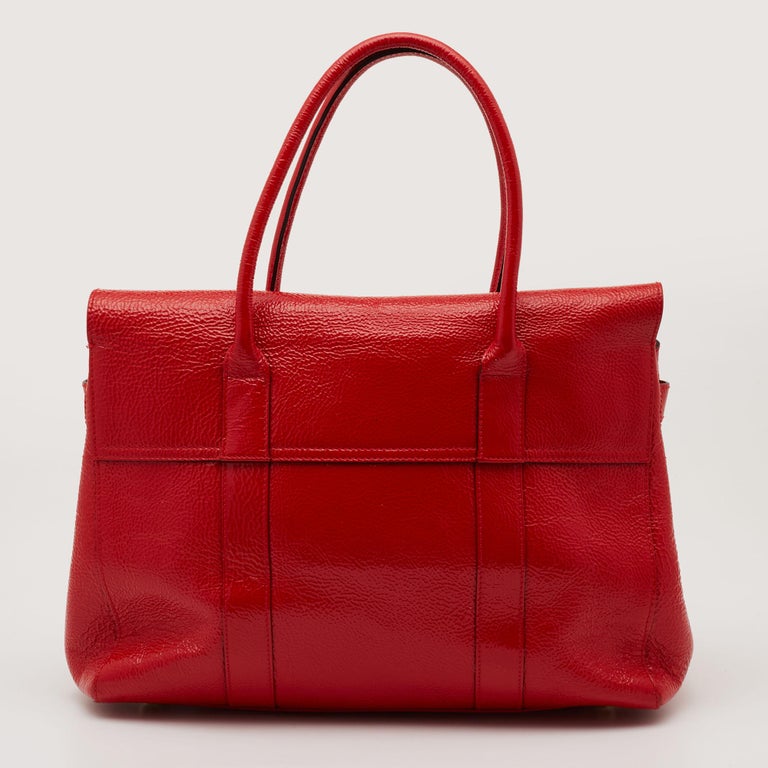 Mulberry Red Patent Leather Bayswater Satchel at 1stDibs