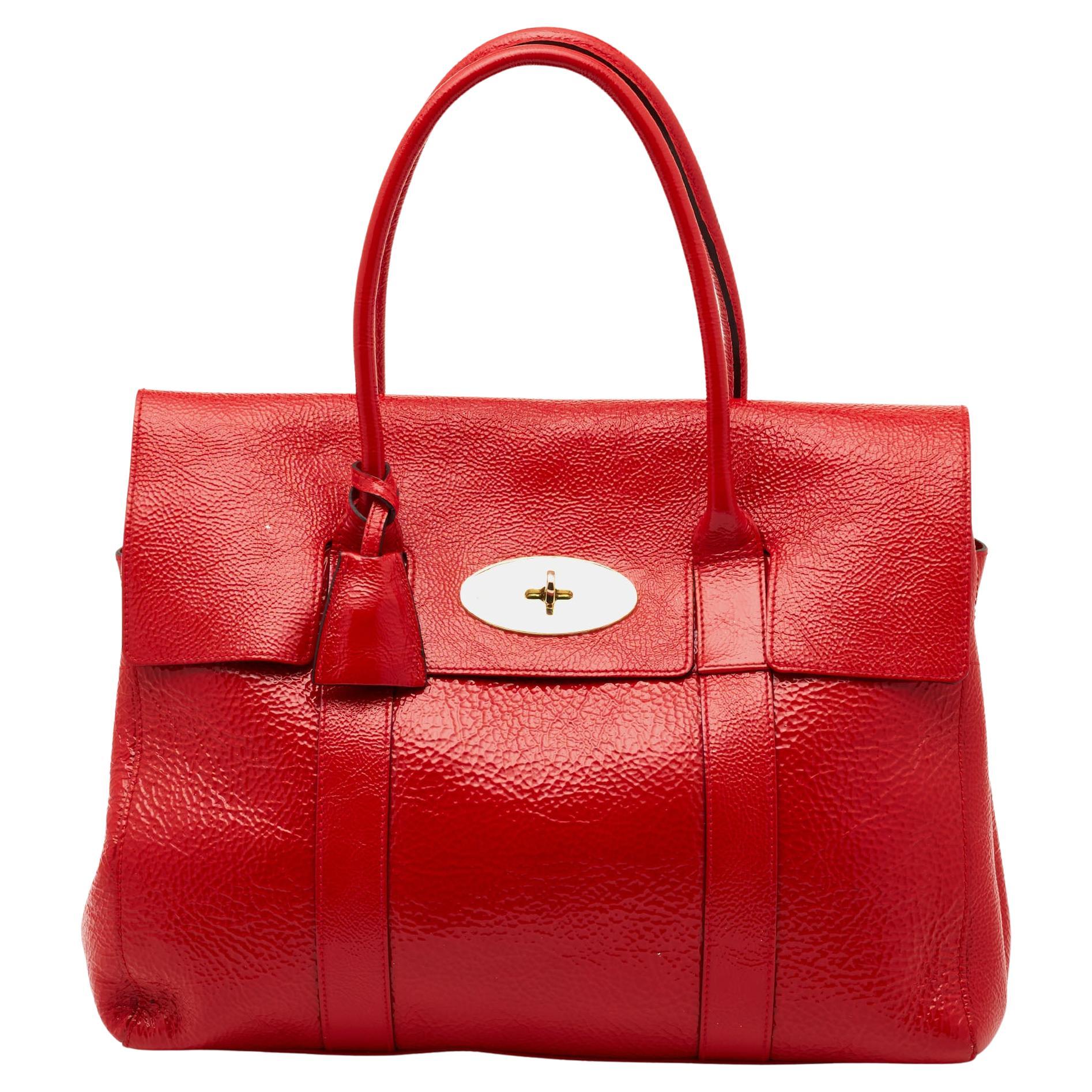 Mulberry Red Patent Leather Bayswater Satchel at 1stDibs