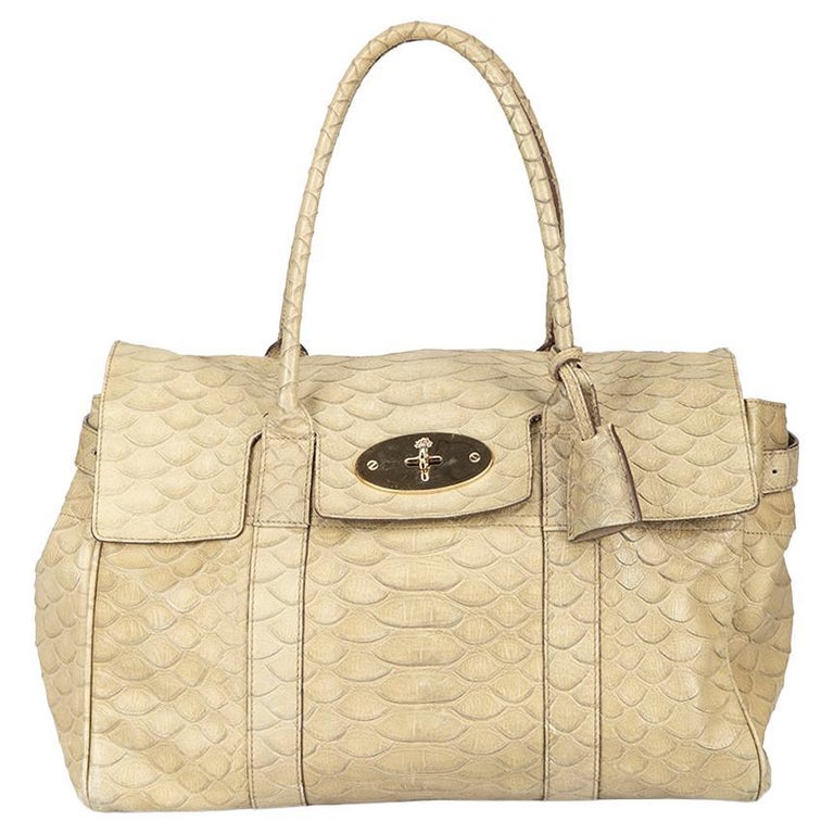 Mulberry Women's Beige Python Bayswater Handbag For Sale at 1stDibs