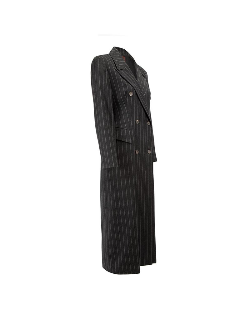 Mulberry Women's Grey Pinstripe Double Breasted Long Coat For Sale at ...