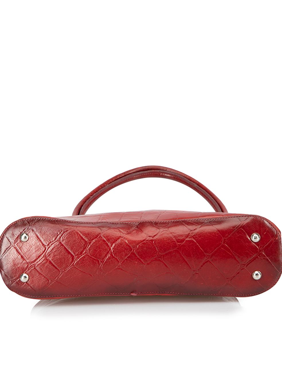Mulberry Women's Vintage Red Croc Embossed Shoulder Bag For Sale at 1stDibs