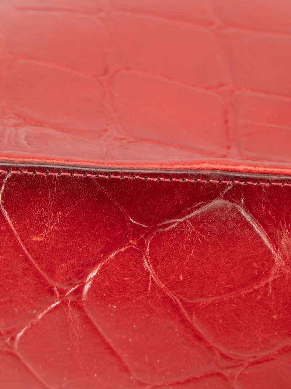 Mulberry Women's Vintage Red Croc Embossed Shoulder Bag For Sale at 1stDibs