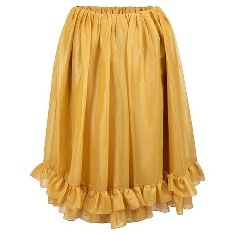 Mulberry Women's Yellow High Waisted Ruffle Trim Skirt For Sale at 1stDibs