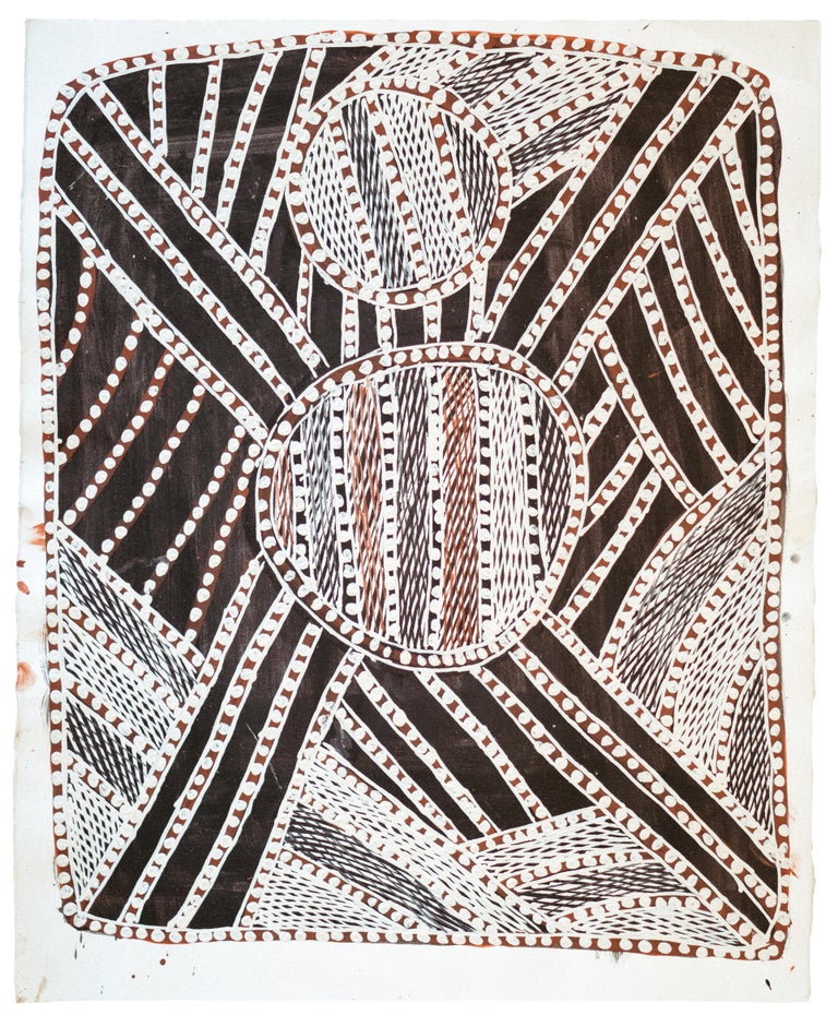 Mulkun Wirrpanda - "Untitled V" Aboriginal Earth Pigment on Paper Piece ...