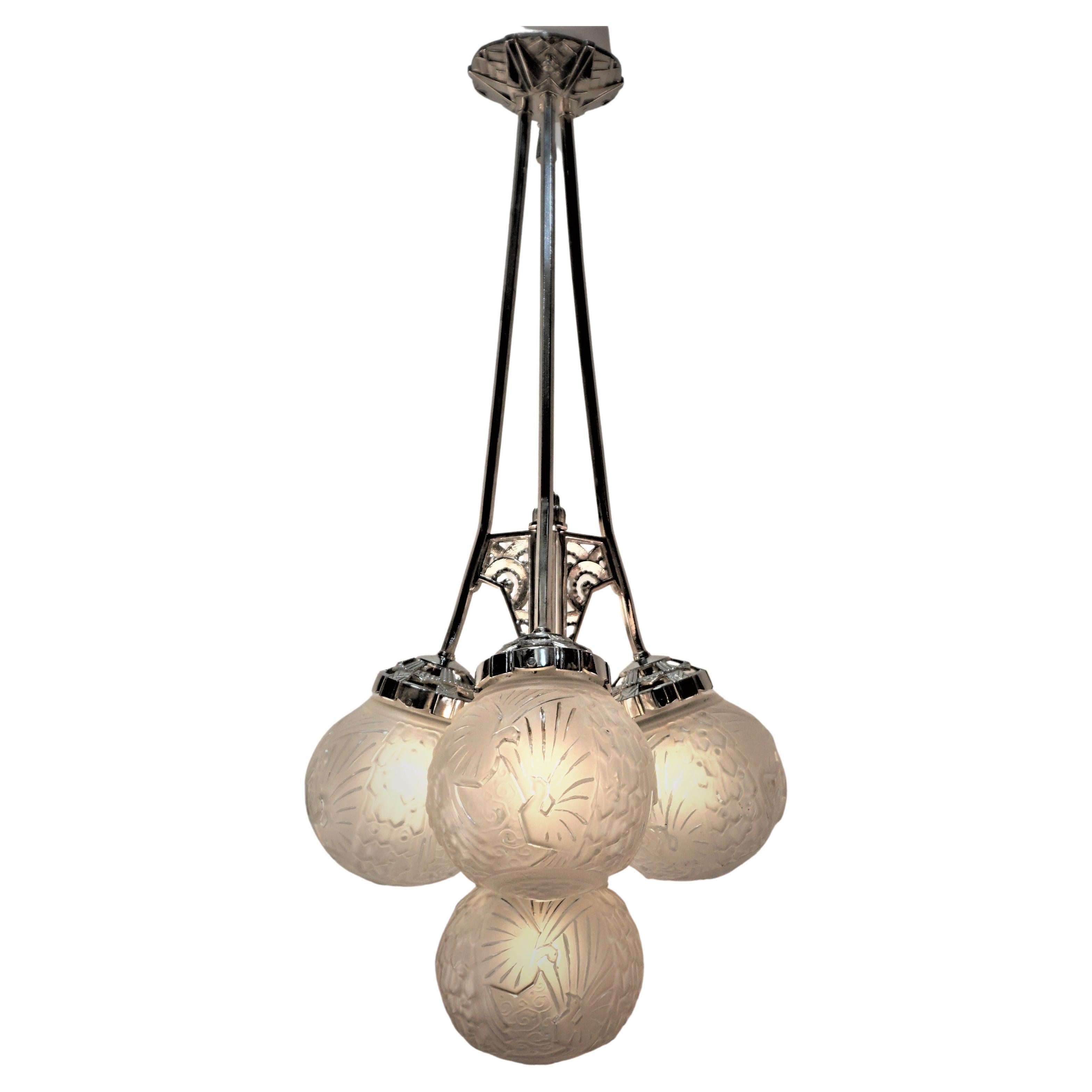 Muller Freres 1920s Art Deco Chandelier at 1stDibs