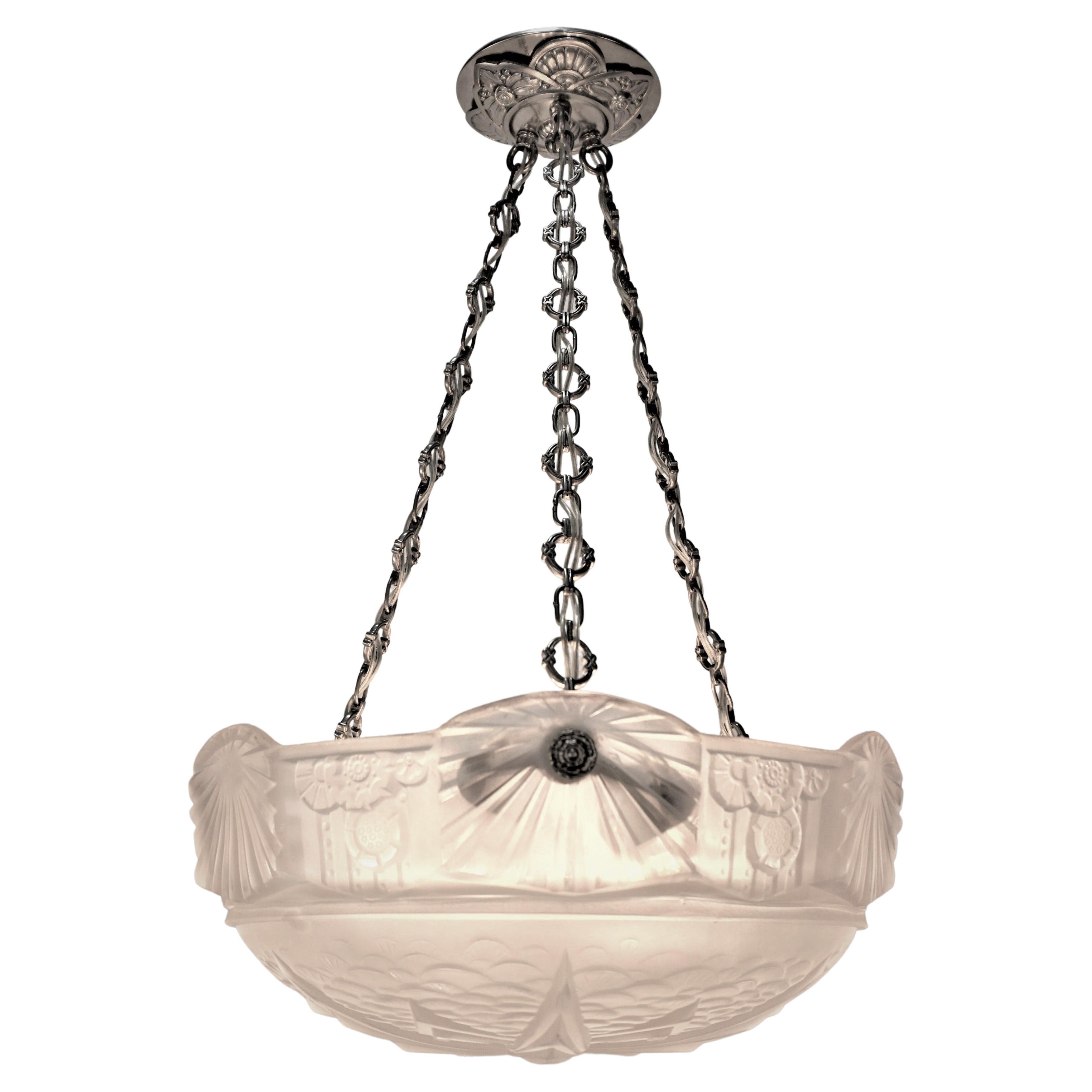 Muller Freres 1920's Art Deco Pendant Chandelier at 1stDibs