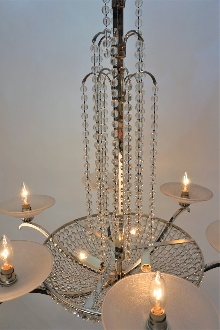 Muller Freres 1930's Crystal Art Deco Chandelier For Sale at 1stDibs