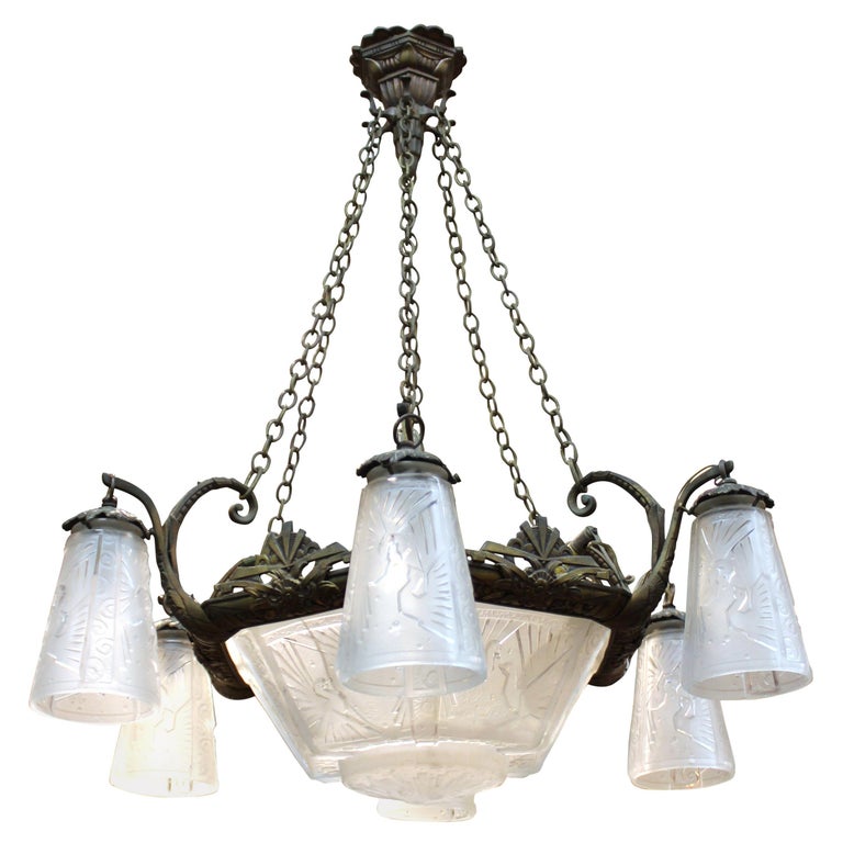 Muller Freres French Art Deco Chandelier at 1stDibs