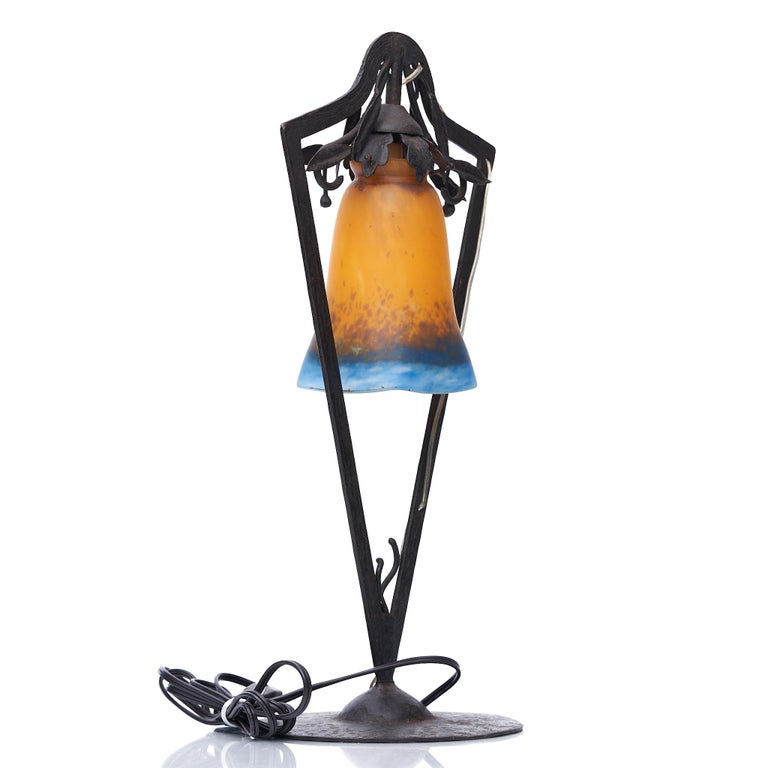 Muller Freres French Art Deco Wrought Iron Signed Table Lamp For Sale ...
