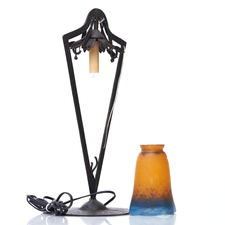Muller Freres French Art Deco Wrought Iron Signed Table Lamp For Sale ...