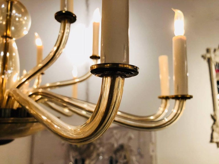 Multi-Arm Murano Smoke Glass Chandelier at 1stDibs