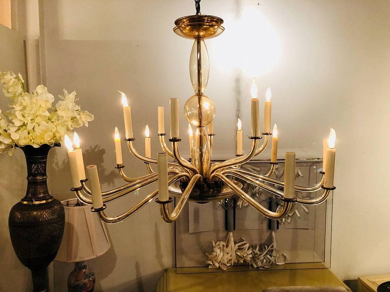 Multi-Arm Murano Smoke Glass Chandelier at 1stDibs