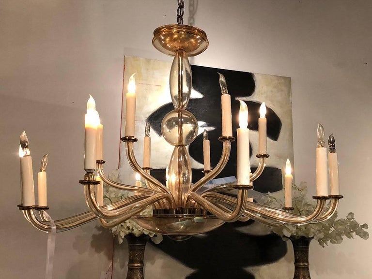 Multi-Arm Murano Smoke Glass Chandelier at 1stDibs