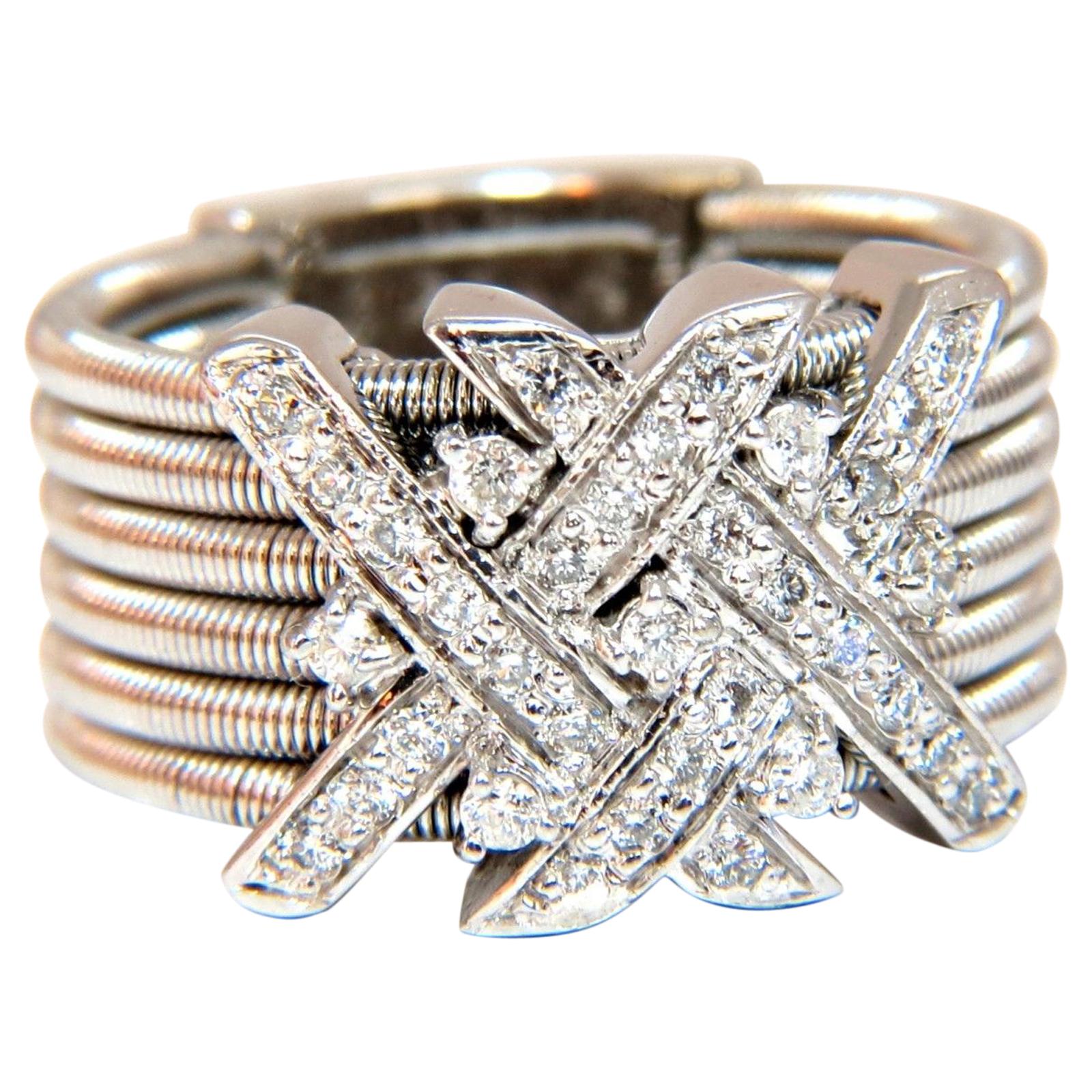 1.10 Carat Natural Diamonds Multi Crossover Ring 18 Karat Coil Wrap ...