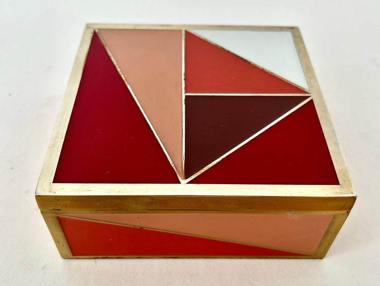 Multi Color Brass and Enamel Box in the Style Of Hermes For Sale at 1stDibs