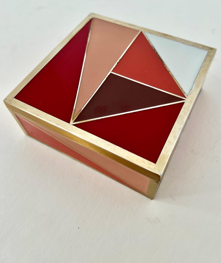 Multi Color Brass and Enamel Box in the Style Of Hermes For Sale at 1stDibs