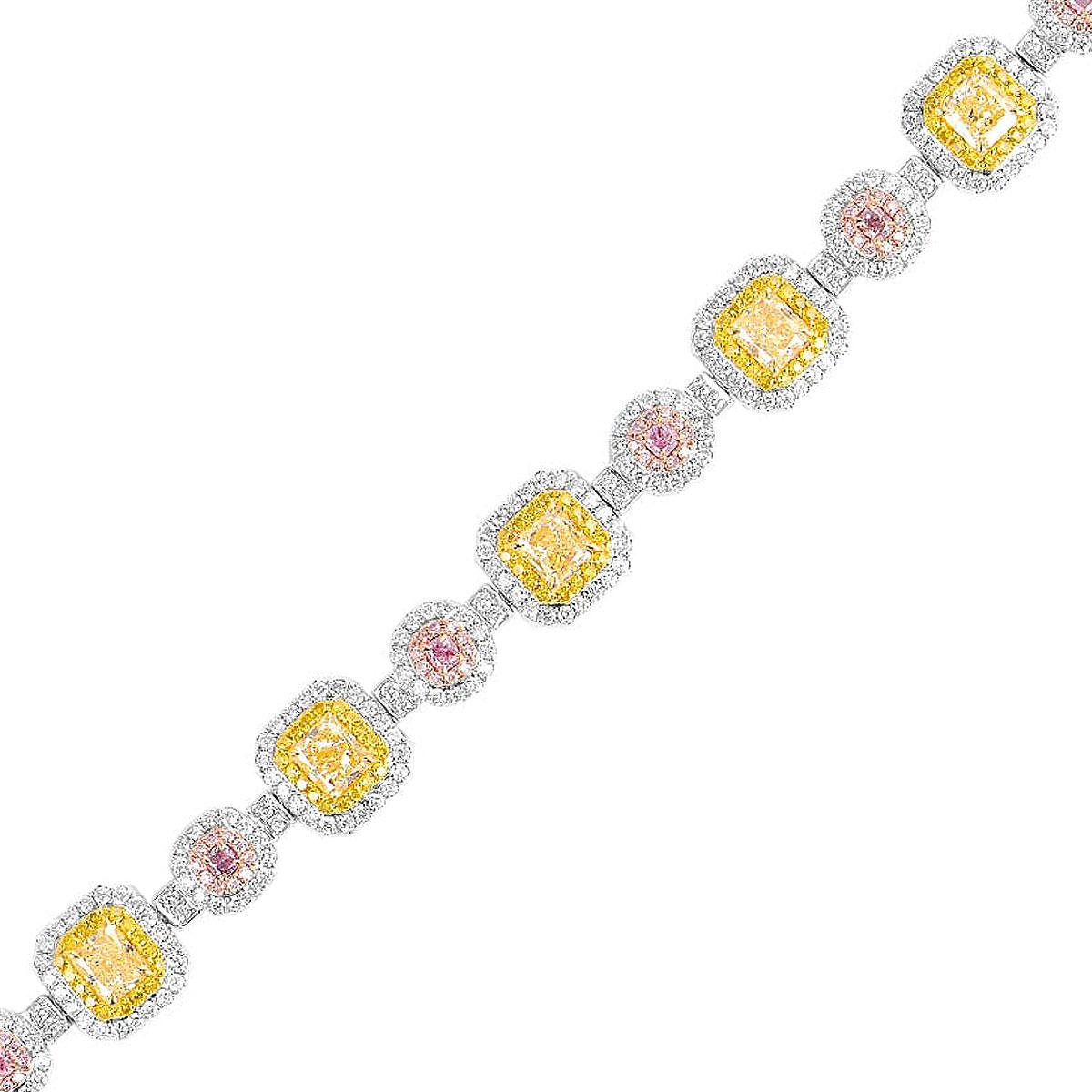 Multi-Color Stone Link Bracelet with Diamond at 1stDibs