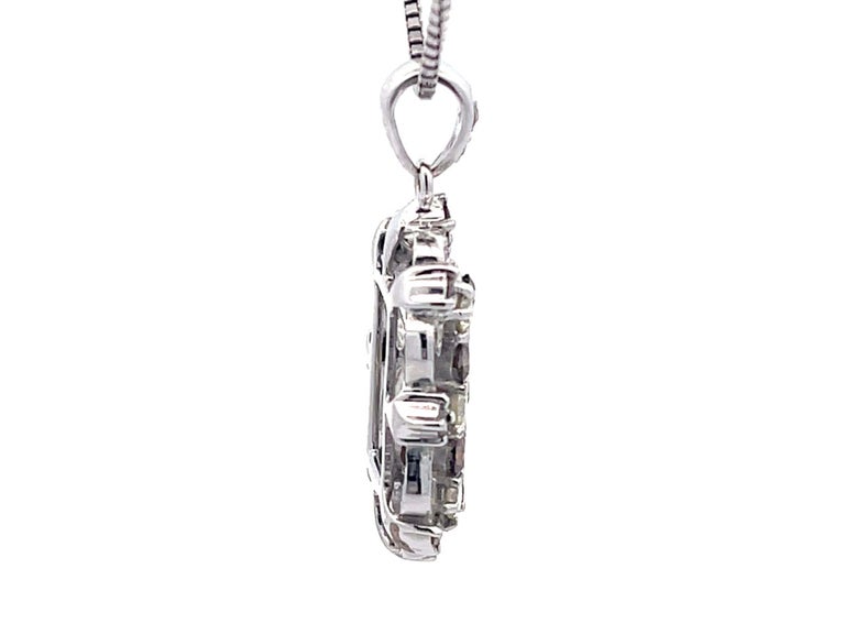 Multi Color Diamond Pendant on Chain in 18K White Gold For Sale at 1stDibs
