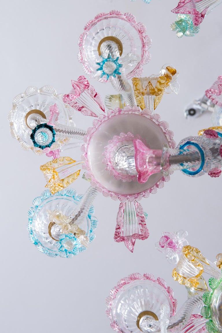 Multi-Color Floral Chandelier in Blown Murano Glass Deco, Giovanni ...