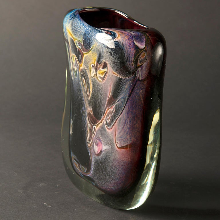 Multi-Color Heavy Murano Glass Sommerso Vase For Sale at 1stDibs